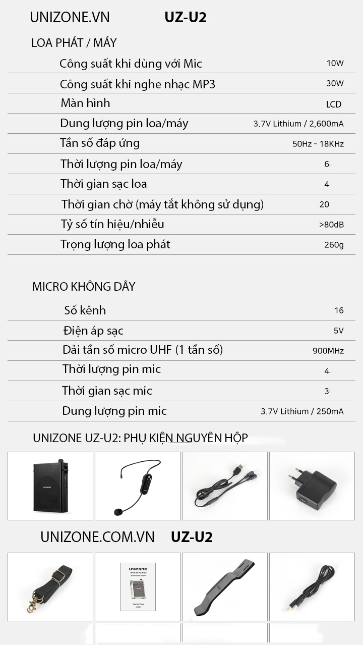 Máy trợ giảng không dây Unizone UZ-U2 công nghệ Hàn Quốc